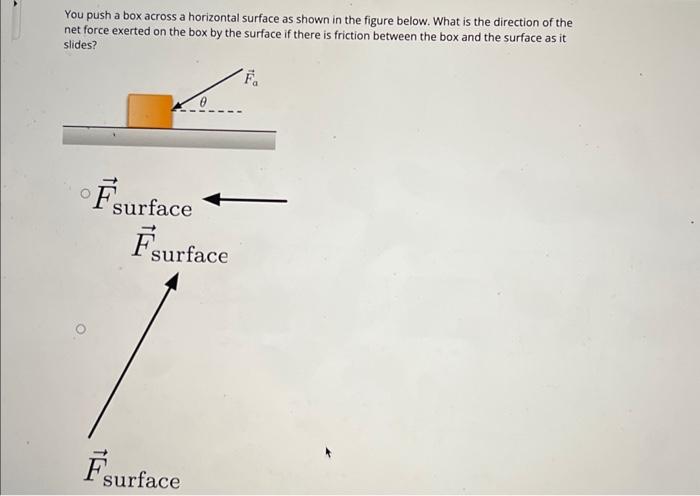 Solved You push a box across a horizontal surface as shown | Chegg.com