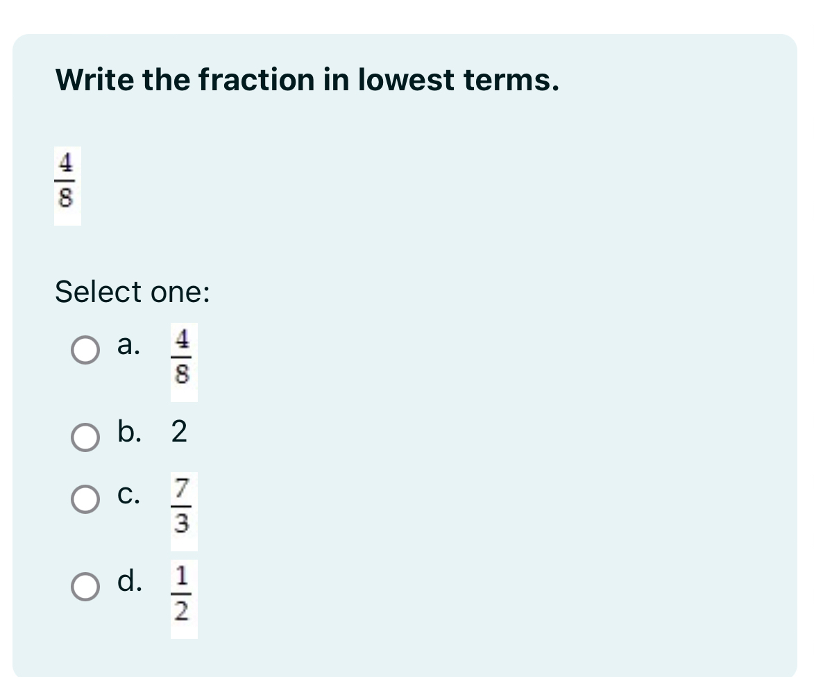 Solved Write the fraction in lowest terms.48Select | Chegg.com