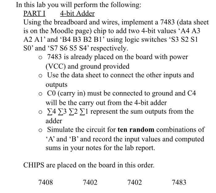 Solved In this lab you will perform the following: PARTI | Chegg.com