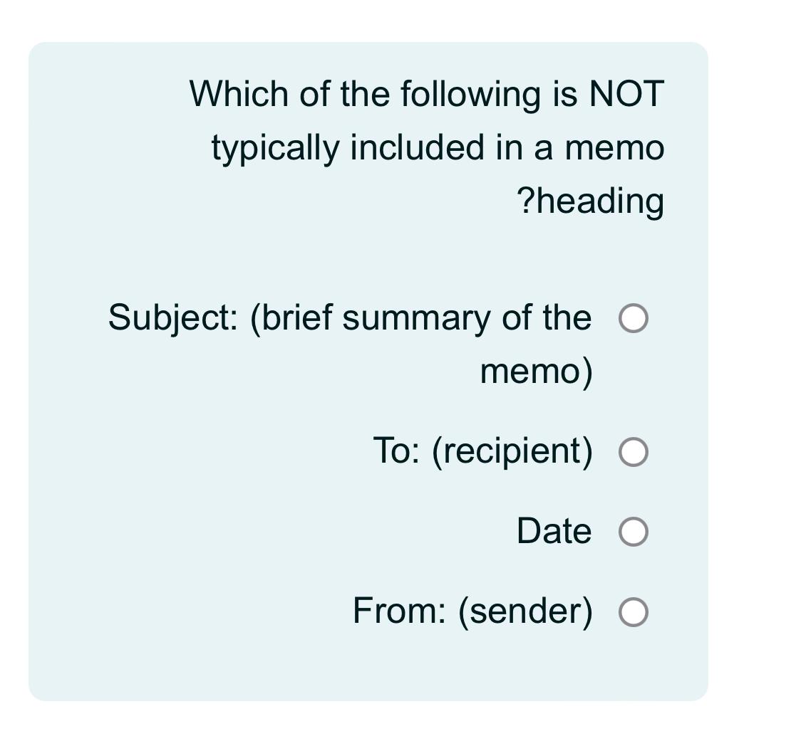 Which of the following is NOT typically included in a | Chegg.com