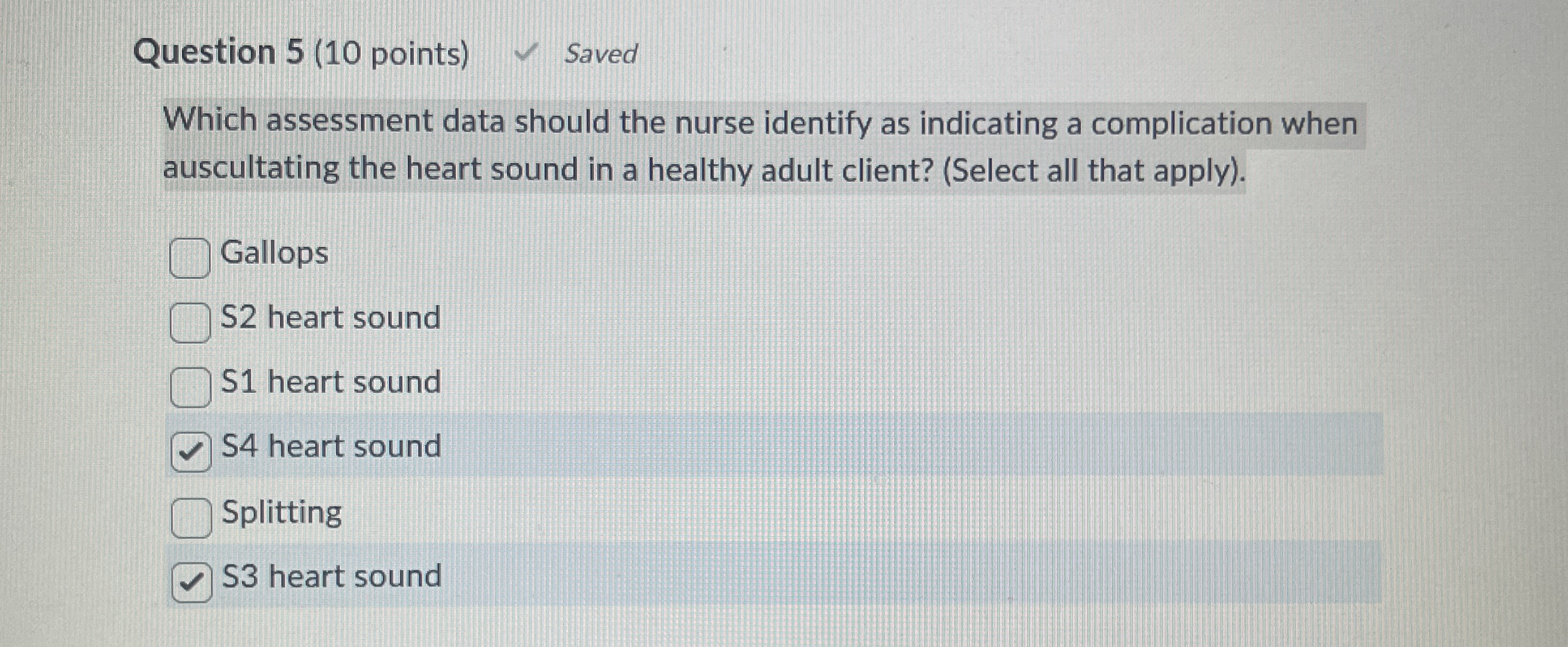 Solved Question 5 (10 ﻿points) ﻿SavedWhich assessment data | Chegg.com