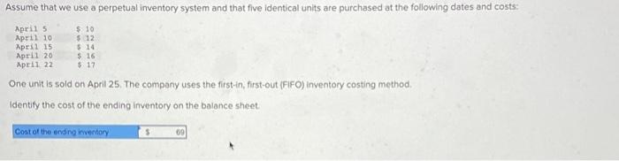 Solved Assume that we use a perpetual inventory system and | Chegg.com