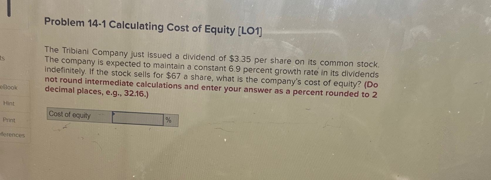 Solved Problem 14-1 ﻿Calculating Cost of Equity [LO1]The | Chegg.com
