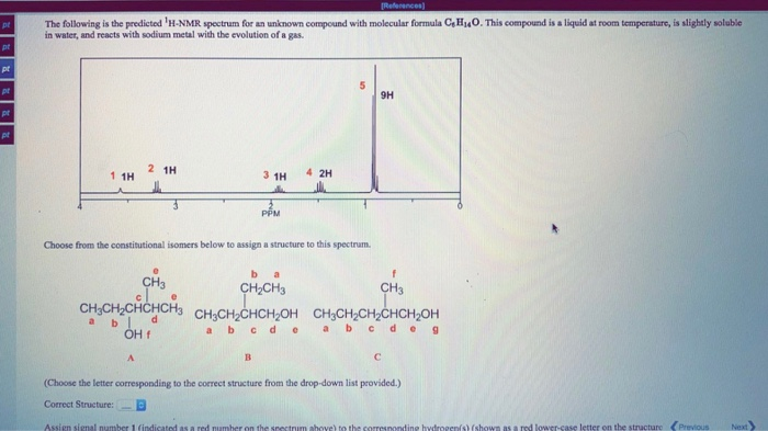 Solved The following is the predicted 'H-NMR spectrum for an | Chegg.com