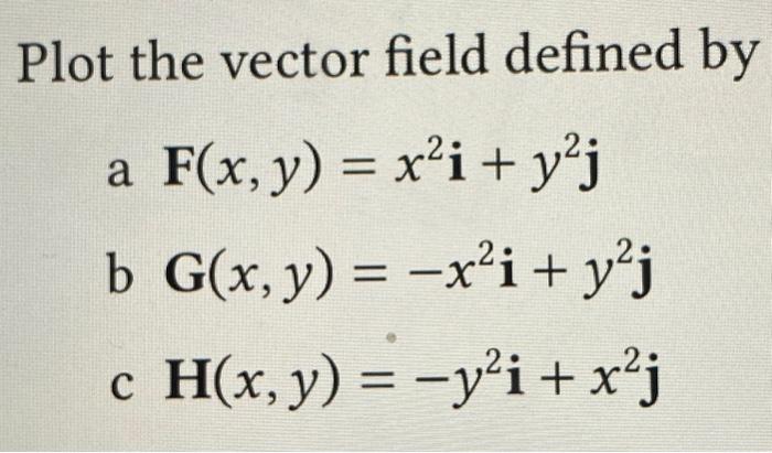 Solved Plot the vector field defined by a F(x, y) = x²i + | Chegg.com