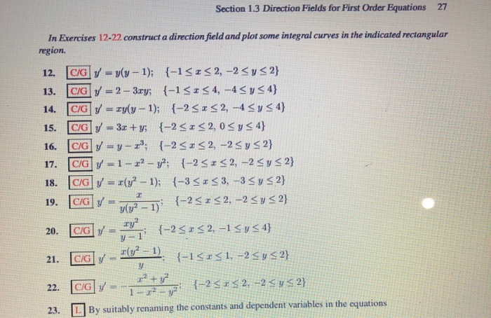 Solved Section 1 3 Direction Fields For First Order