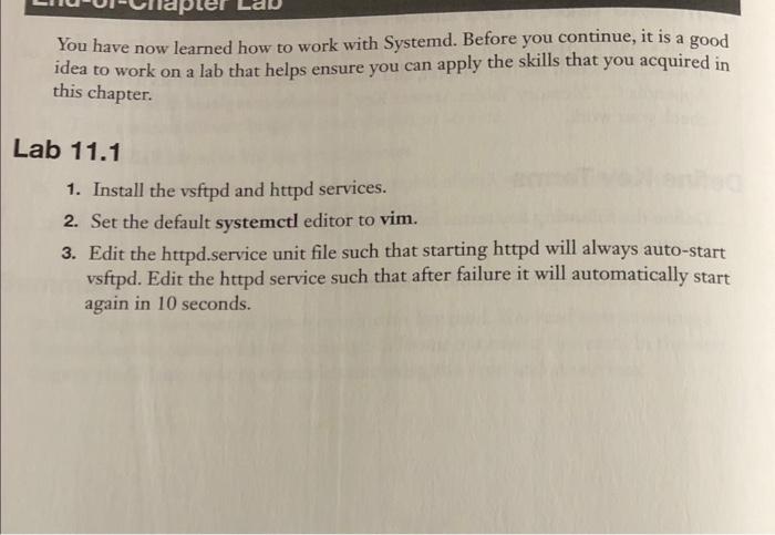 Solved You have now learned how to work with Systemd. Before | Chegg.com