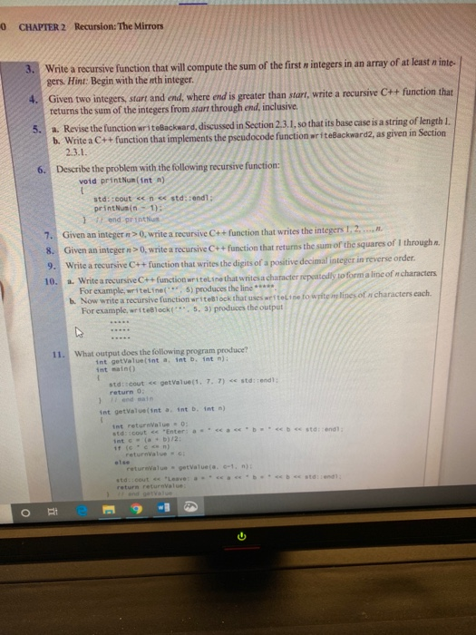 Solved 0 CHAPTER 2 Recursion: The Mirrors 3. Write a | Chegg.com