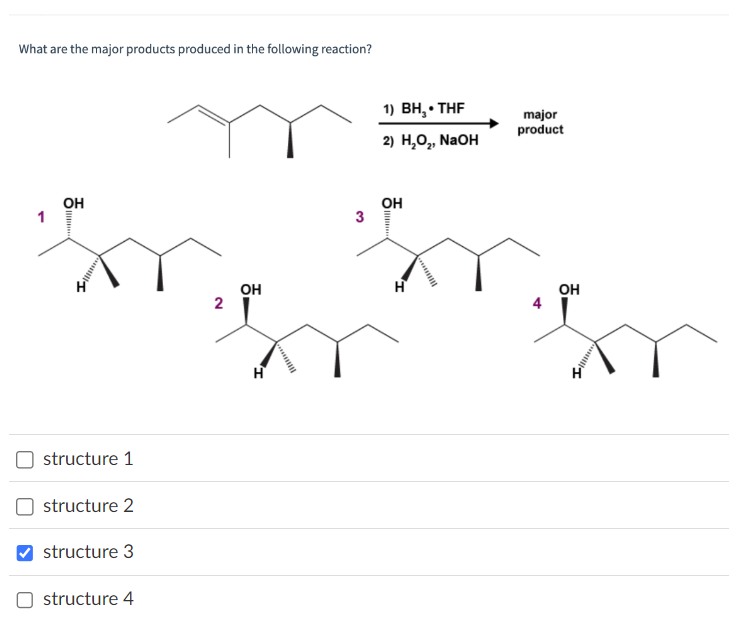 Solved What are the major products produced in the following | Chegg.com