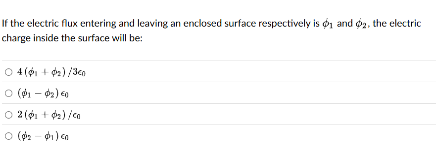 Solved If ﻿the electric flux entering and leaving an | Chegg.com
