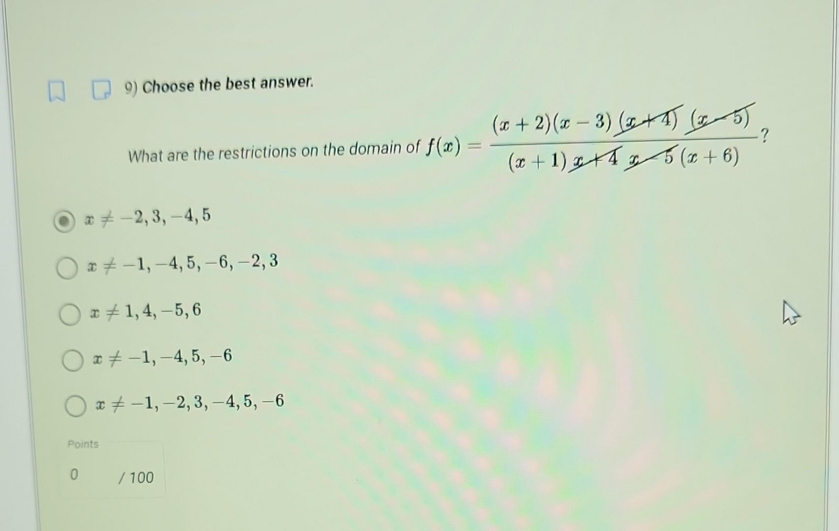 Solved 9) Choose the best answer. What are the restrictions | Chegg.com