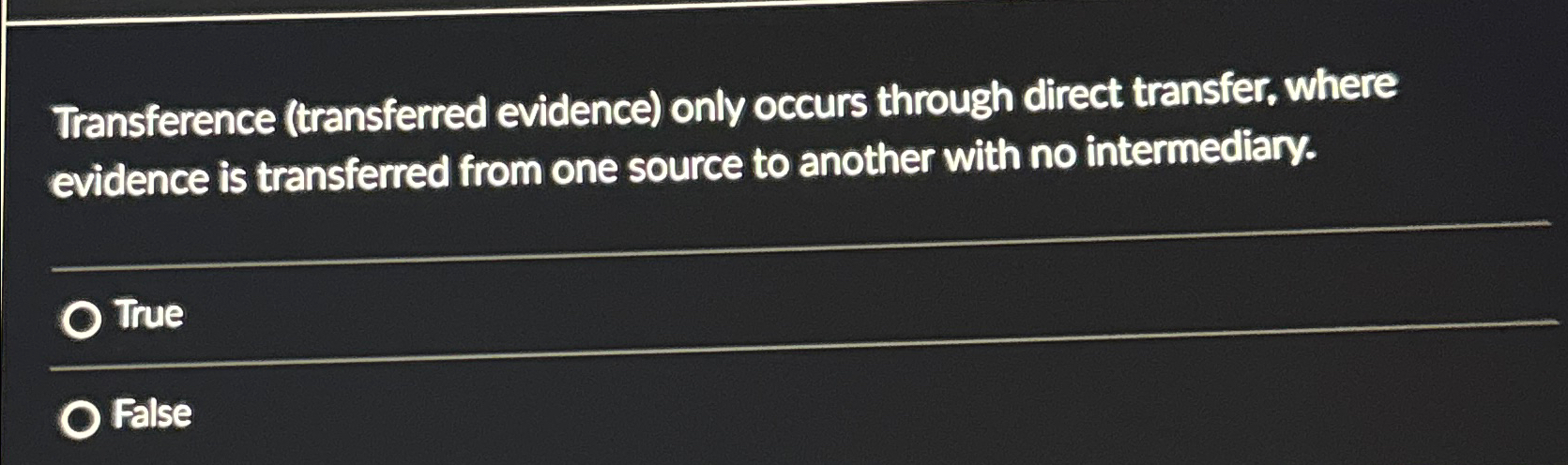 Solved Transference (transferred evidence) ﻿only occurs | Chegg.com