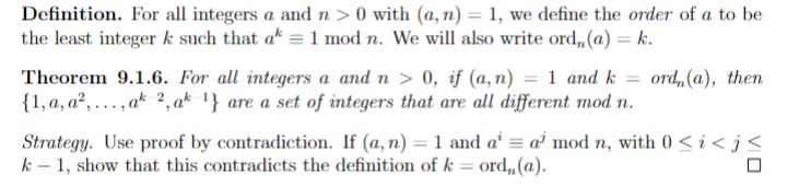 Solved Definition. For all integers a and n>0 ﻿with (a,n)=1, | Chegg.com
