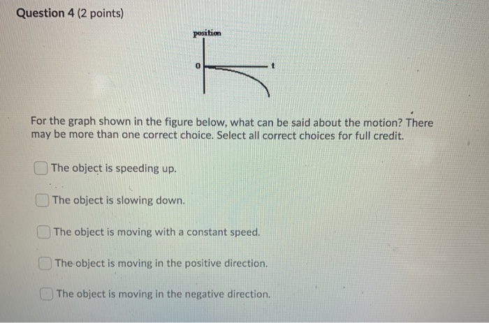 Solved Question 4 (2 points) position K For the graph shown | Chegg.com