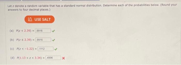 Solved Let z denote a random variable that has a standard | Chegg.com