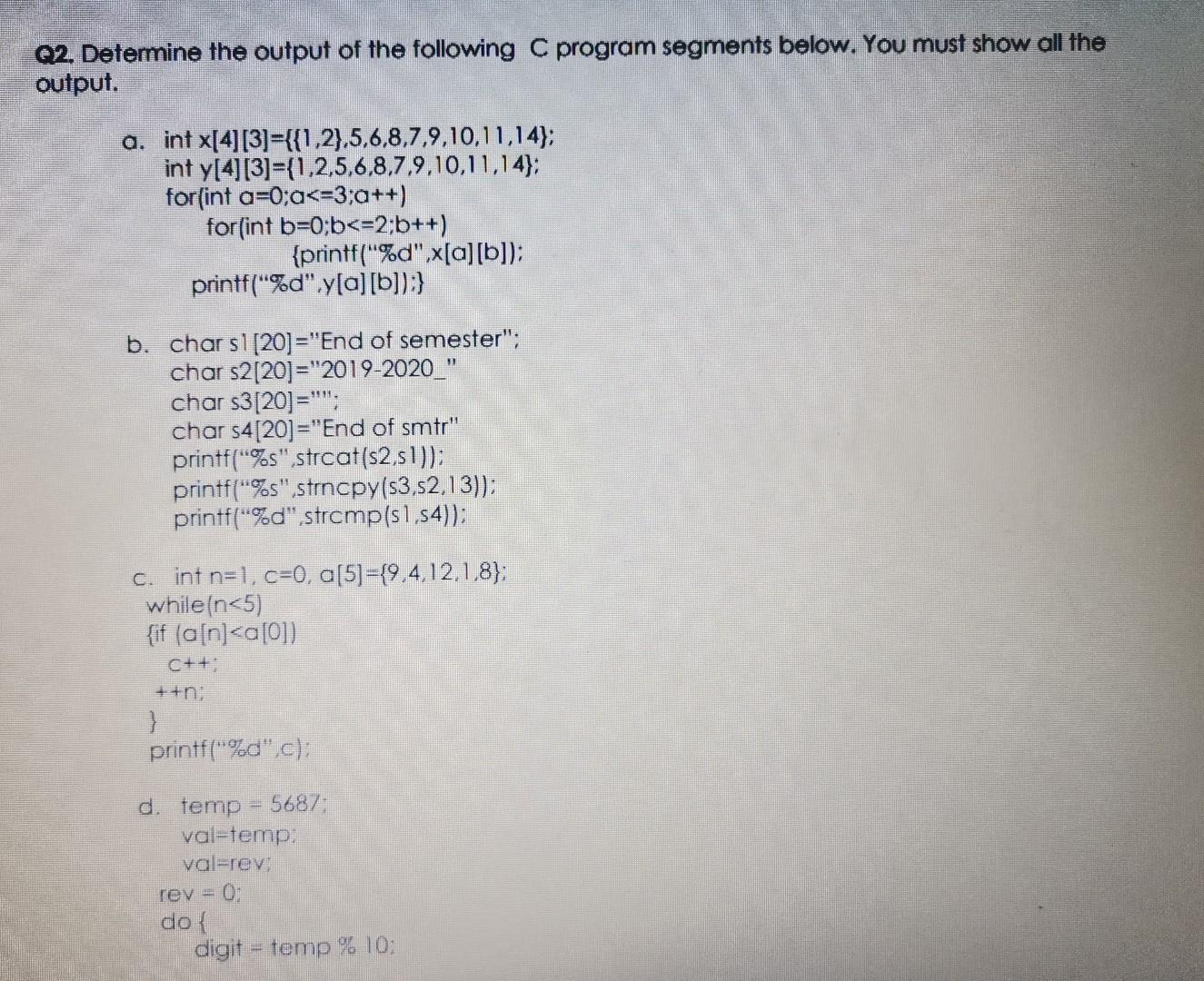 Solved What is the cror in the following code segment? | Chegg.com