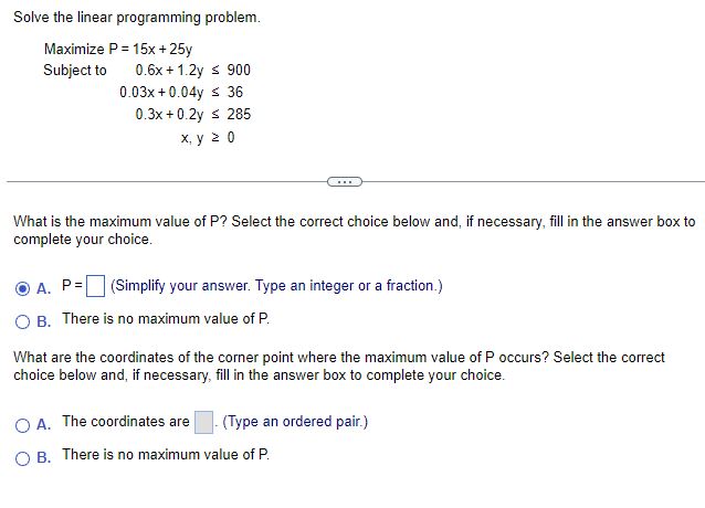 Solved Solve the linear programming problem. ﻿Maximize | Chegg.com