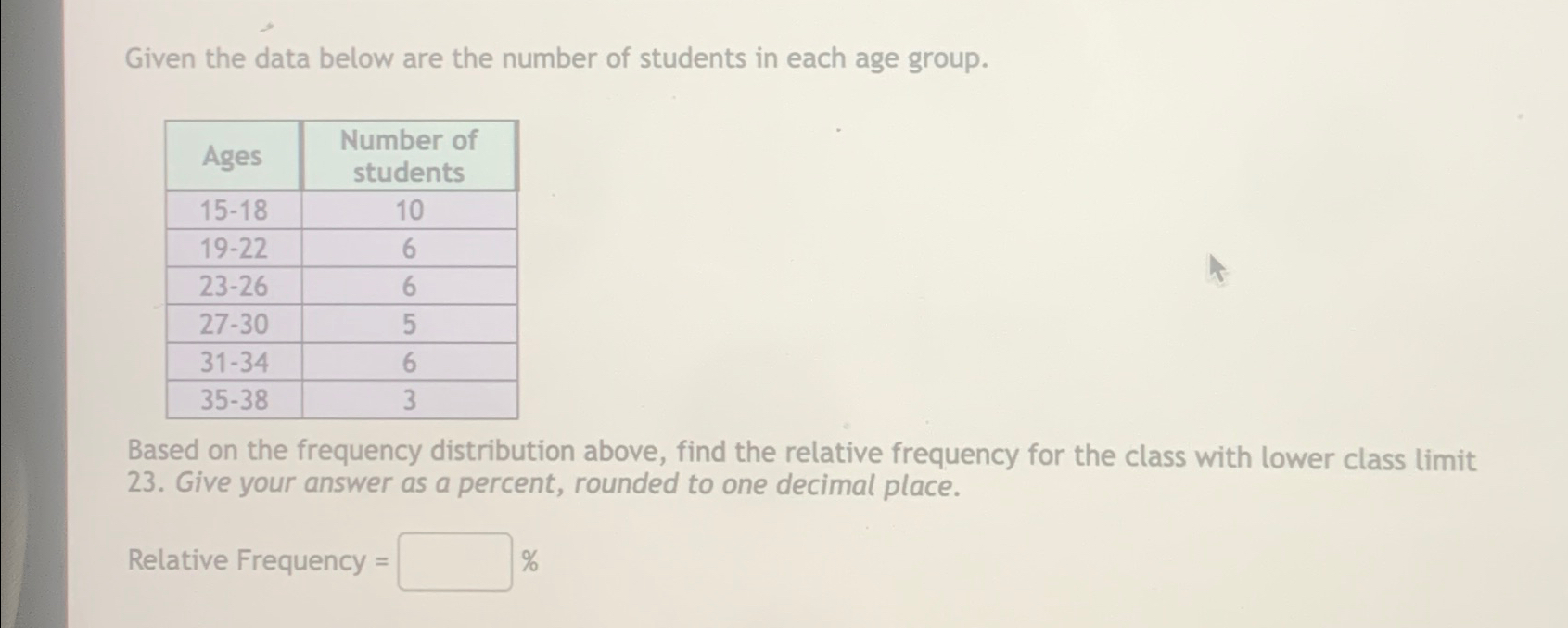 Solved Given the data below are the number of students in | Chegg.com