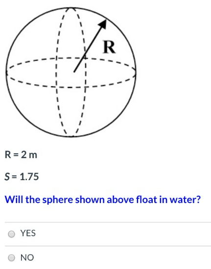 Solved R=2mS=1.75Will the sphere shown above float in | Chegg.com