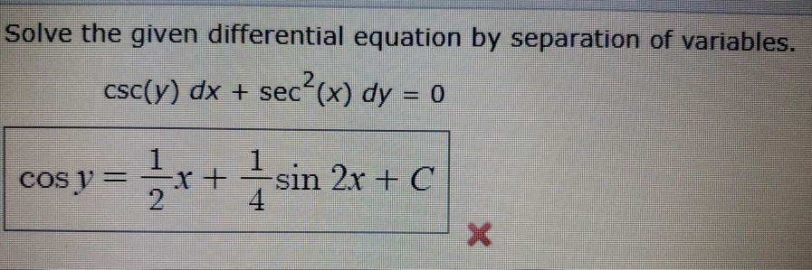 Solved solve the given differential equation by separation | Chegg.com