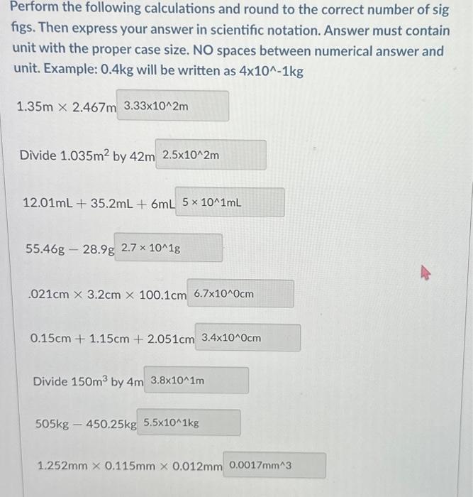 Solved Perform the following calculations and round to the | Chegg.com