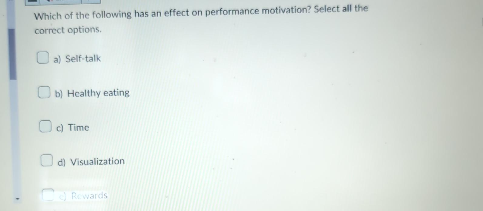 Solved Which of the following has an effect on performance | Chegg.com