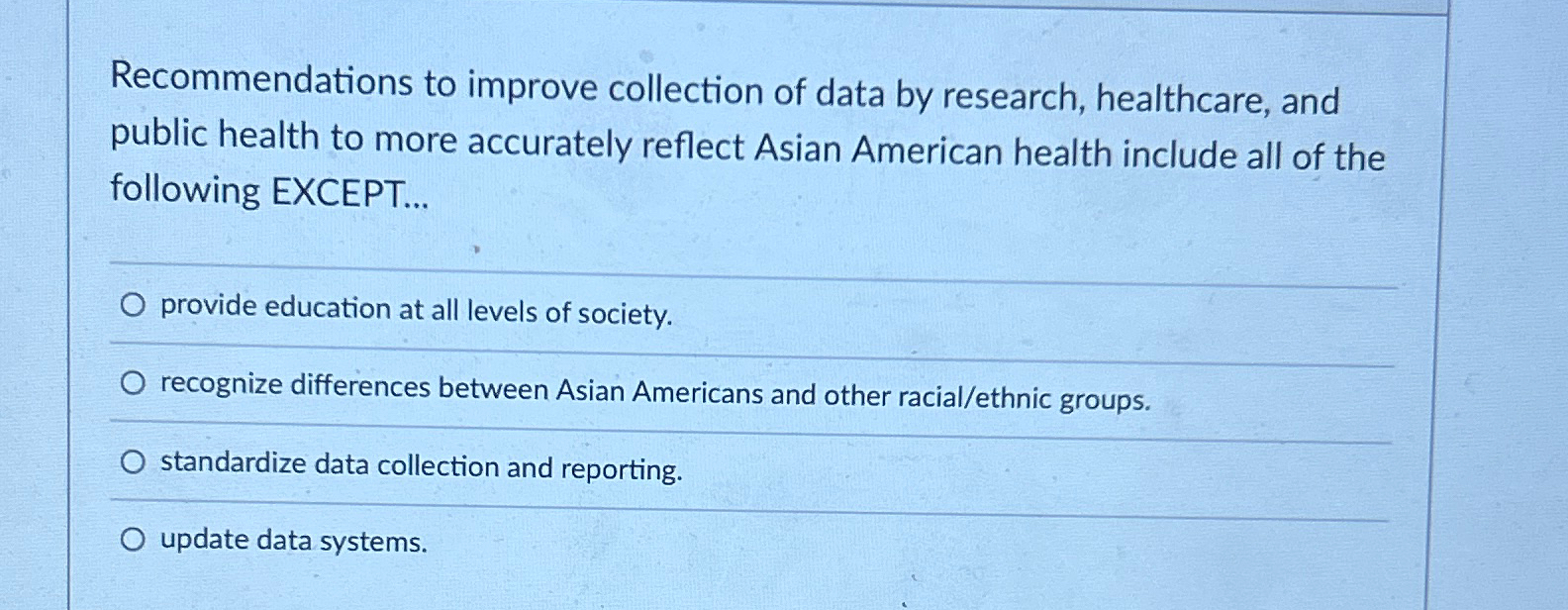 Solved Recommendations to improve collection of data by | Chegg.com