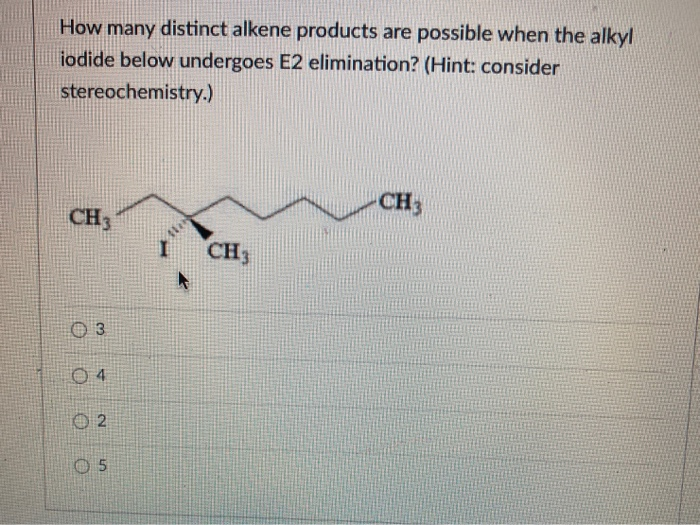 Solved How many distinct alkene products are possible when | Chegg.com