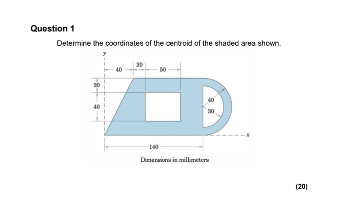 Solved Question 1Determine the coordinates of the centroid | Chegg.com