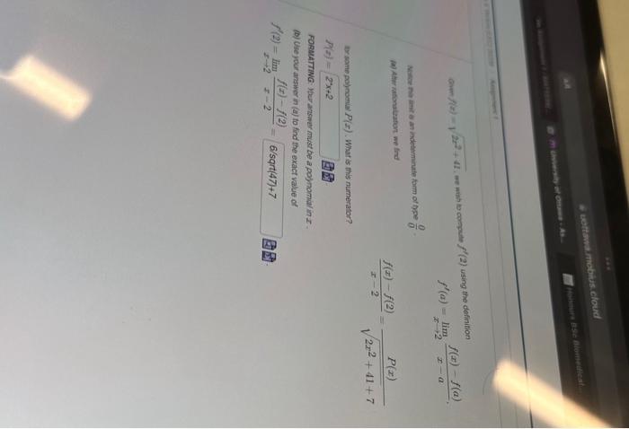 Solved f′(a)=limx→2x−af(x)−f(a) (a) Atwr catonatation we | Chegg.com