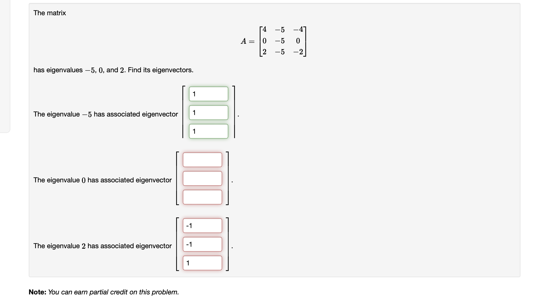 Solved The matrixA=[4-5-40-502-5-2]has eigenvalues -5,0, | Chegg.com