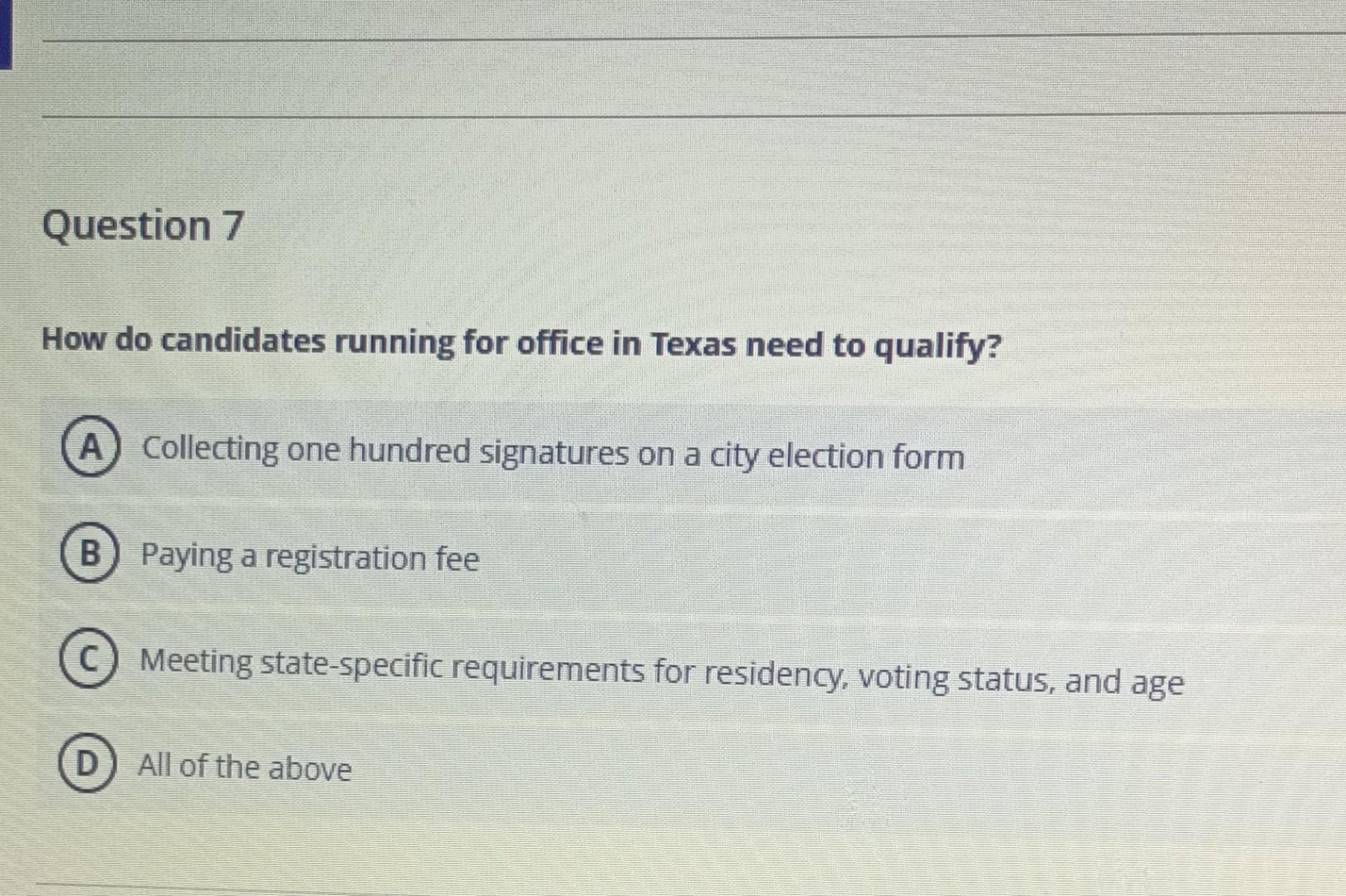 How do candidates running for office in Texas | Chegg.com