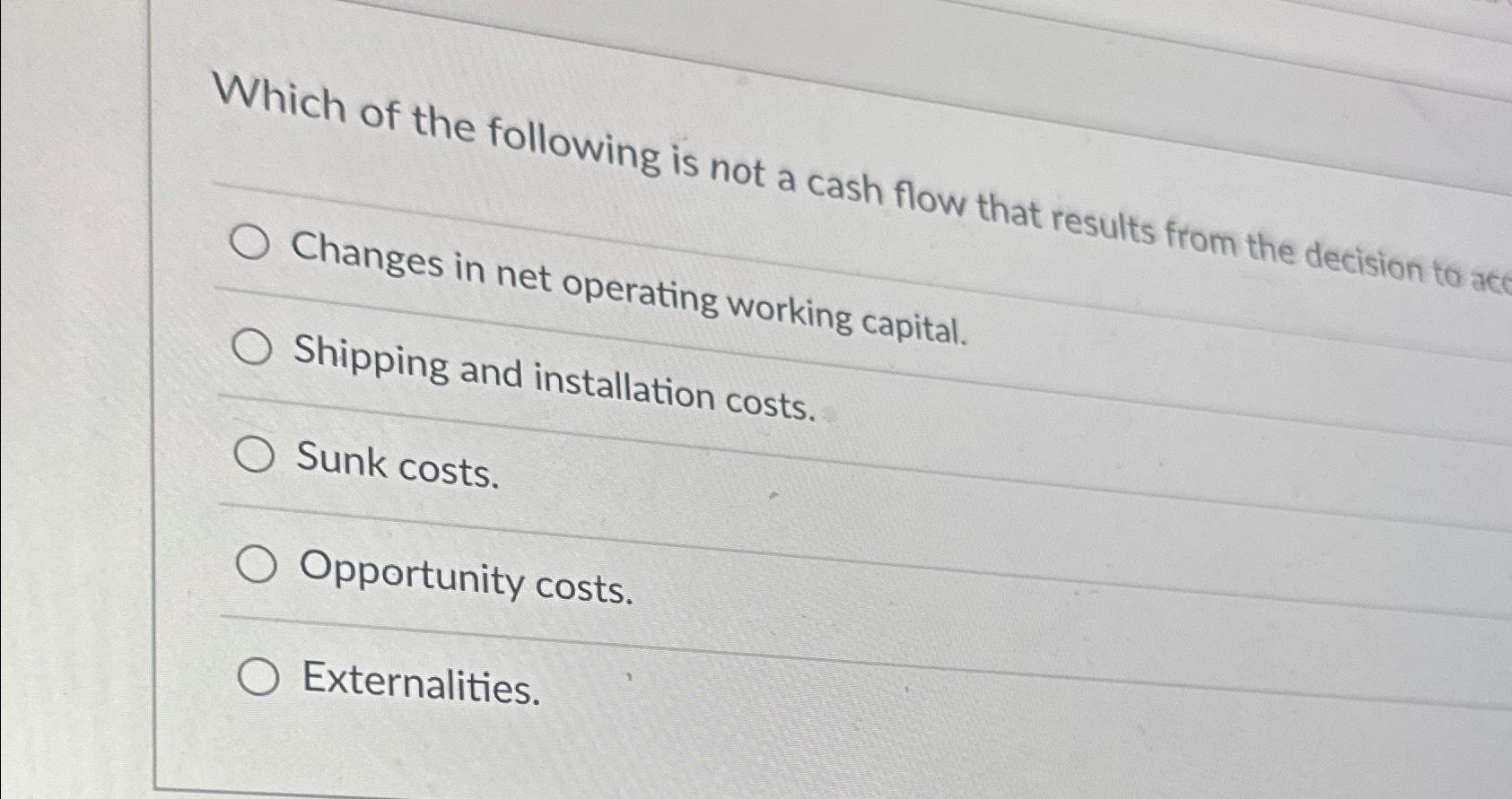 Solved Which of the following is not a cash flow that | Chegg.com