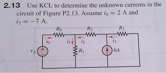 Solved 2.13 Use KCL to determine the unknown currents in the | Chegg.com