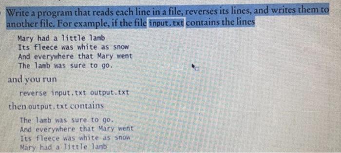 Solved Write a program that reads each line in a file, | Chegg.com