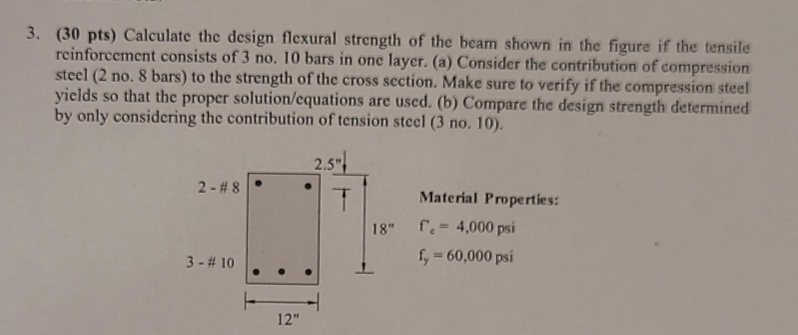 3. (30 pts) Calculate the design flexural strength of | Chegg.com
