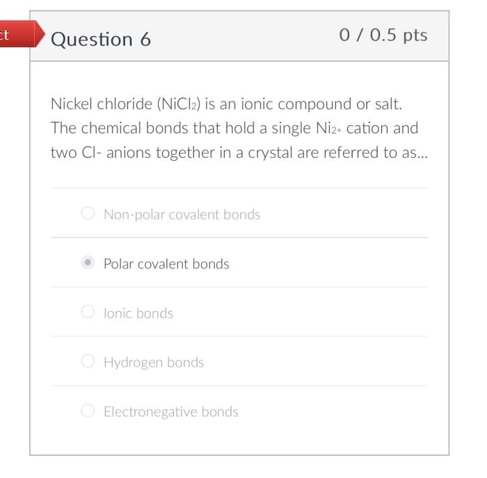 Solved Nickel chloride (NiCl2) is an ionic compound or salt. | Chegg.com