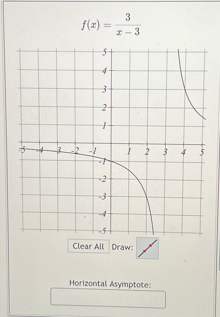 Solved f(x)=3x-3Draw:Horizontal Asymptote: | Chegg.com