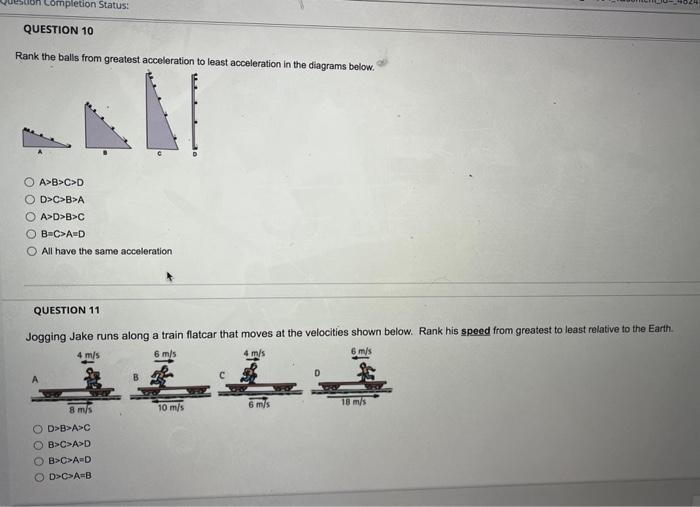Solved Rank the balls from greatest acceleration to least | Chegg.com