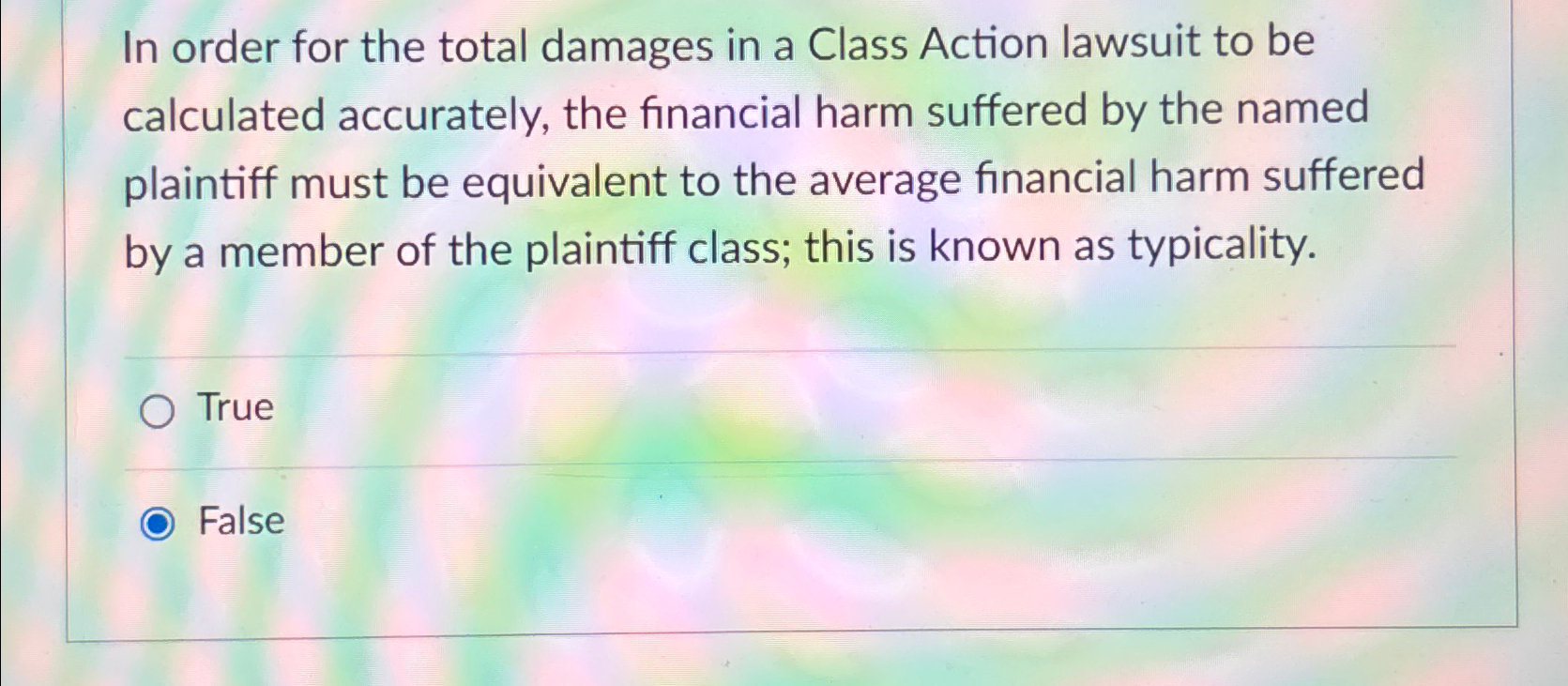 Solved In order for the total damages in a Class Action | Chegg.com