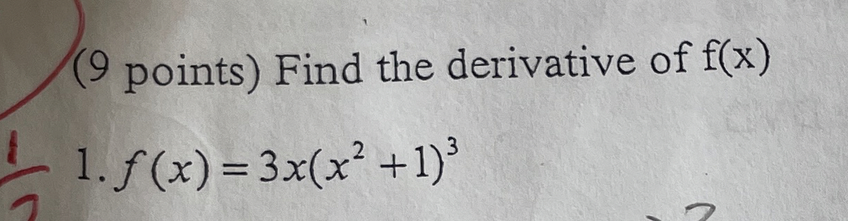 Solved (9 ﻿points) ﻿Find the derivative of | Chegg.com