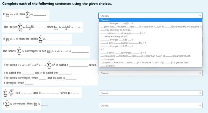 Solved Complete each of the following sentences using the | Chegg.com