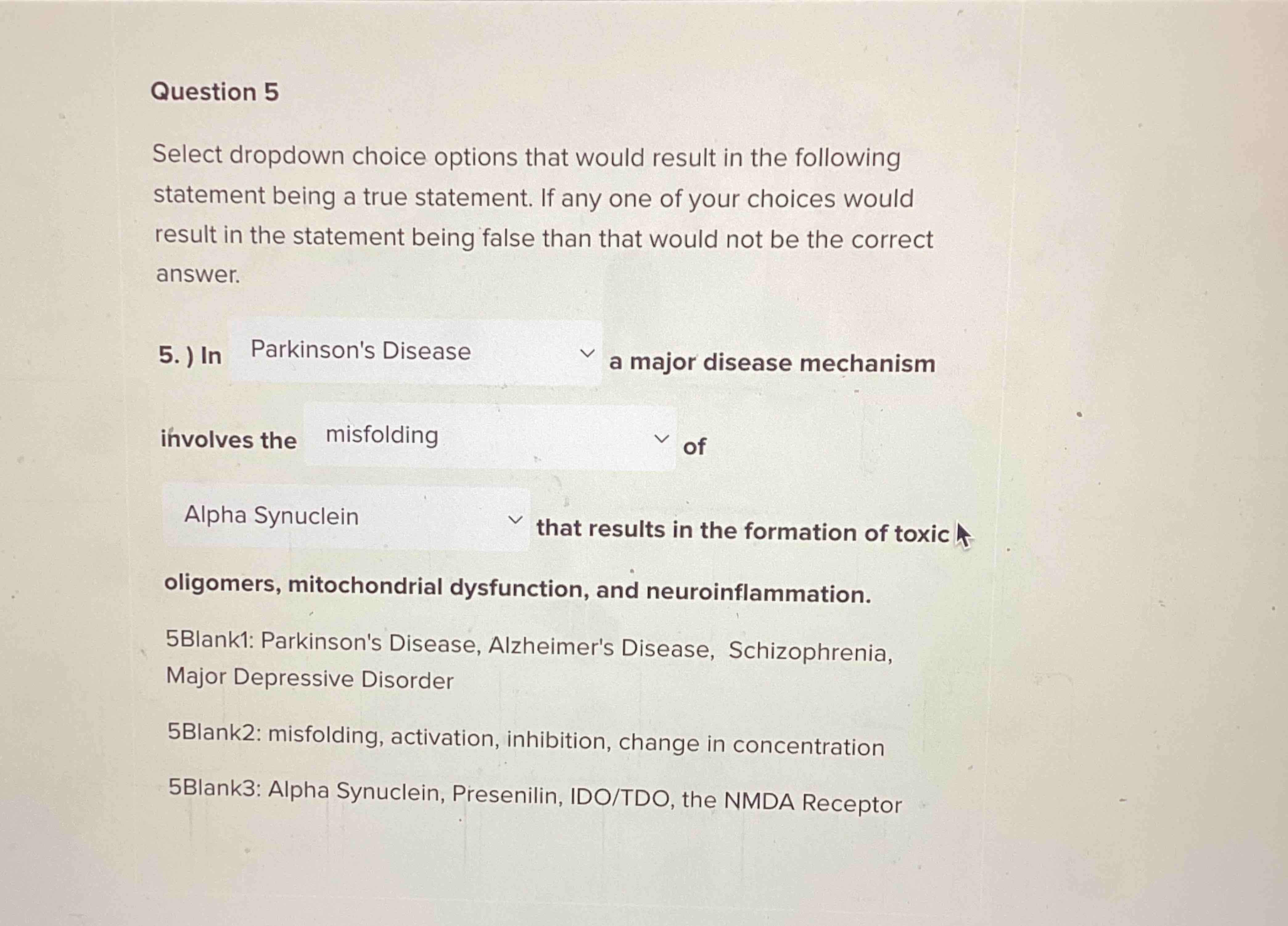 Solved Question 5Select dropdown choice options that would | Chegg.com
