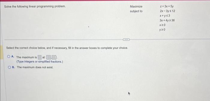 Solved Solve the following linear programming problem. | Chegg.com