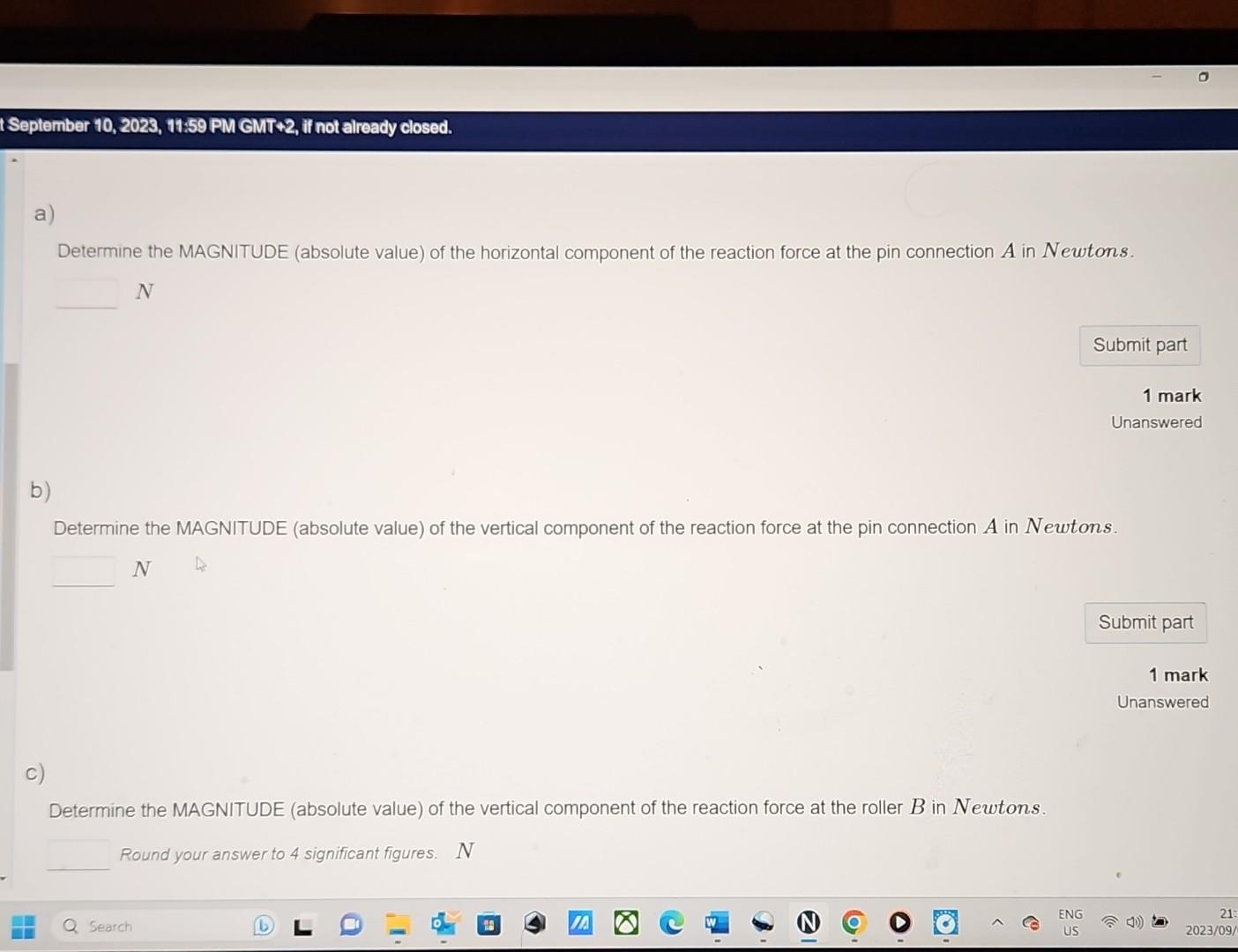Solved The extended beam AB is supported at point A with a | Chegg.com