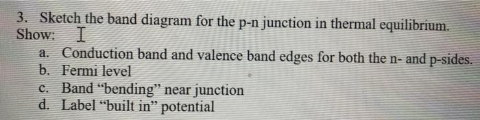 Solved 3. Sketch the band diagram for the p-n junction in | Chegg.com