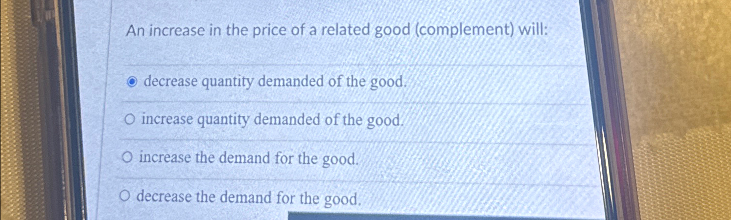 Solved An increase in the price of a related good | Chegg.com