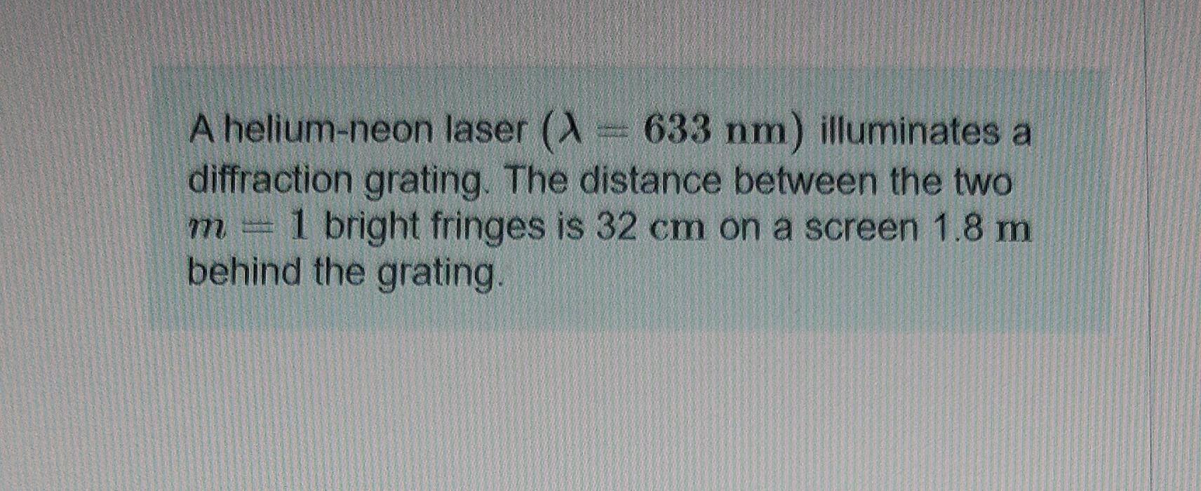 Solved A helium-neon laser (λ=633 nm) illuminates a | Chegg.com