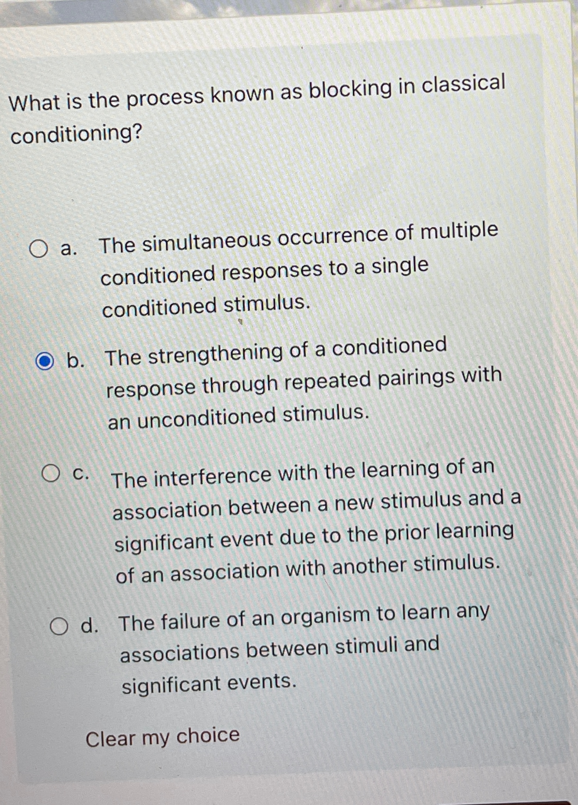 Solved What is the process known as blocking in classical | Chegg.com