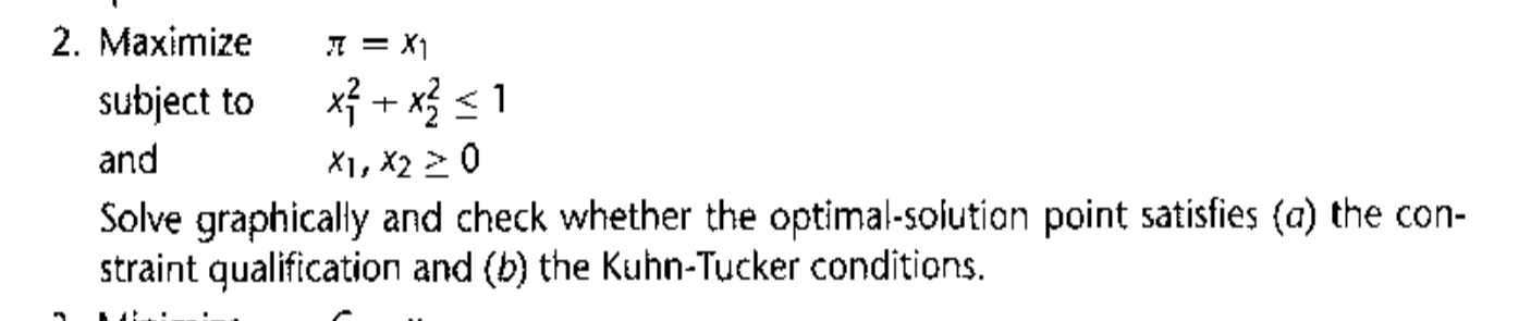 Solved Maximize π=x1 ﻿subject to x12+x22≤1 ﻿and x1,x2≥0Solve | Chegg.com